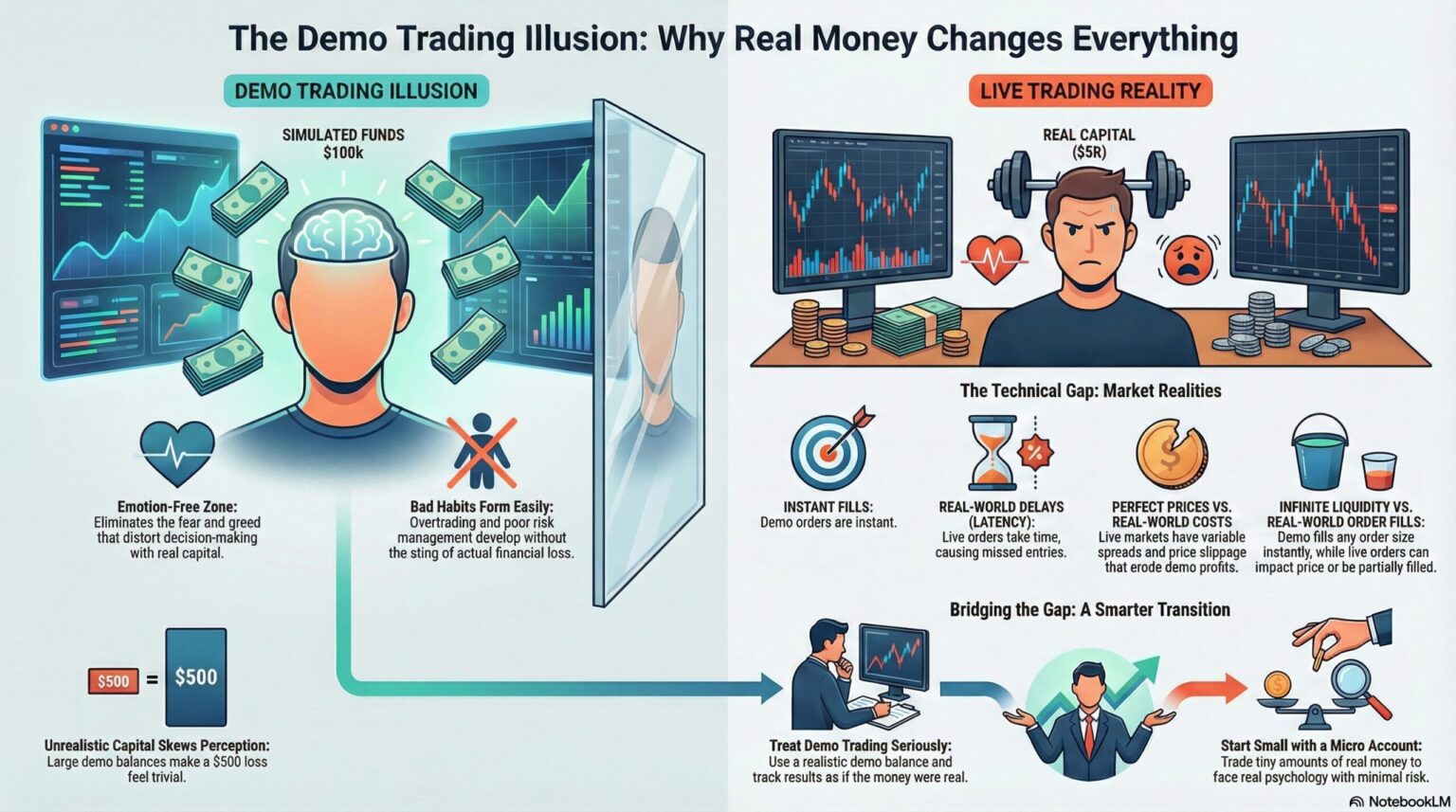 Why Demo Results Rarely Match Live Trading - Chooseabroker